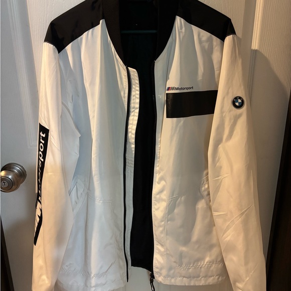 BMW | Jackets & Coats | Bmw Mens Black And White Bomber Jacket | Poshmark